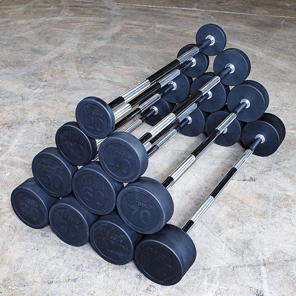 Rubber Coated Fixed Weight Straight Barbells Pack – commercial ...